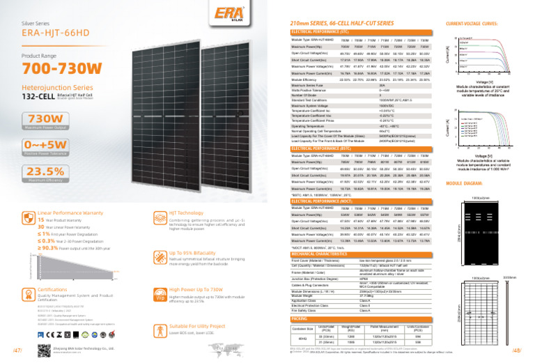 ERA Solar 700W Bifacial Module Specs | PDF | Solar Panel | Electricity