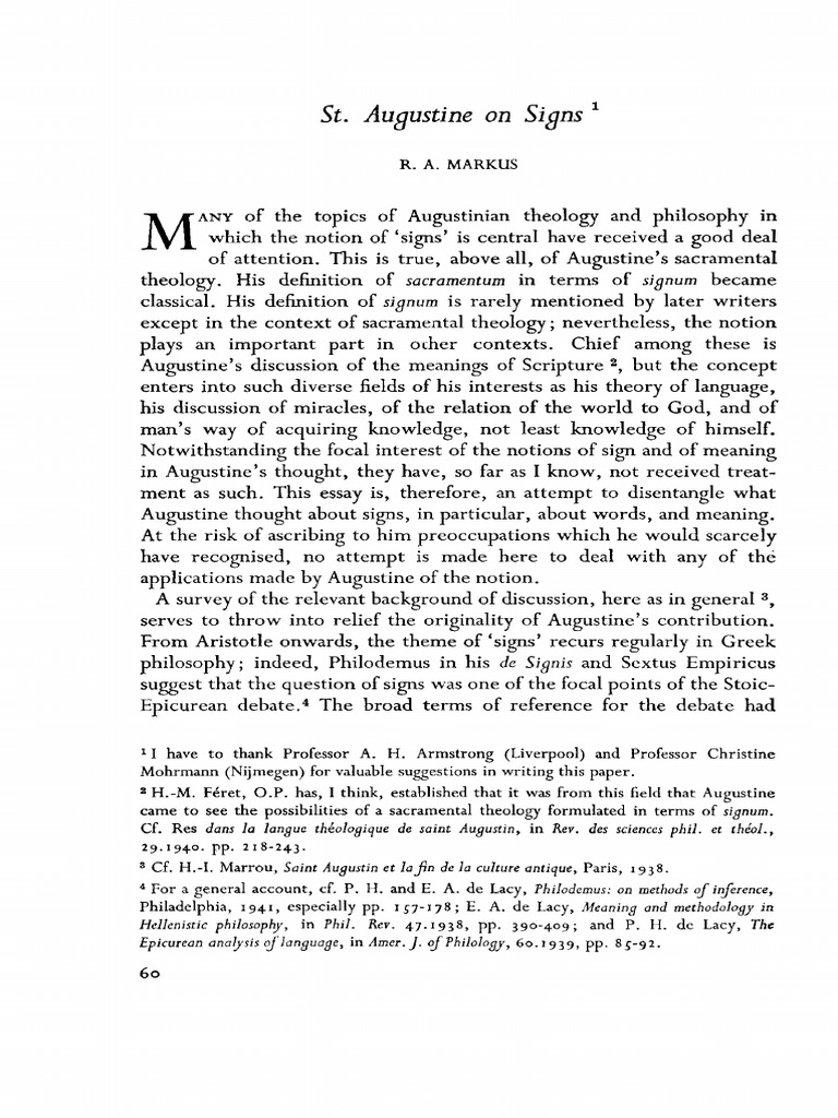 Augustine's Theory of Signs Explained | PDF | Logic | Stoicism