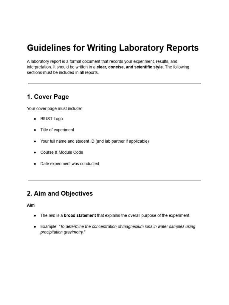 Laboratory Report Writing Guidelines | PDF | Magnesium | Experiment