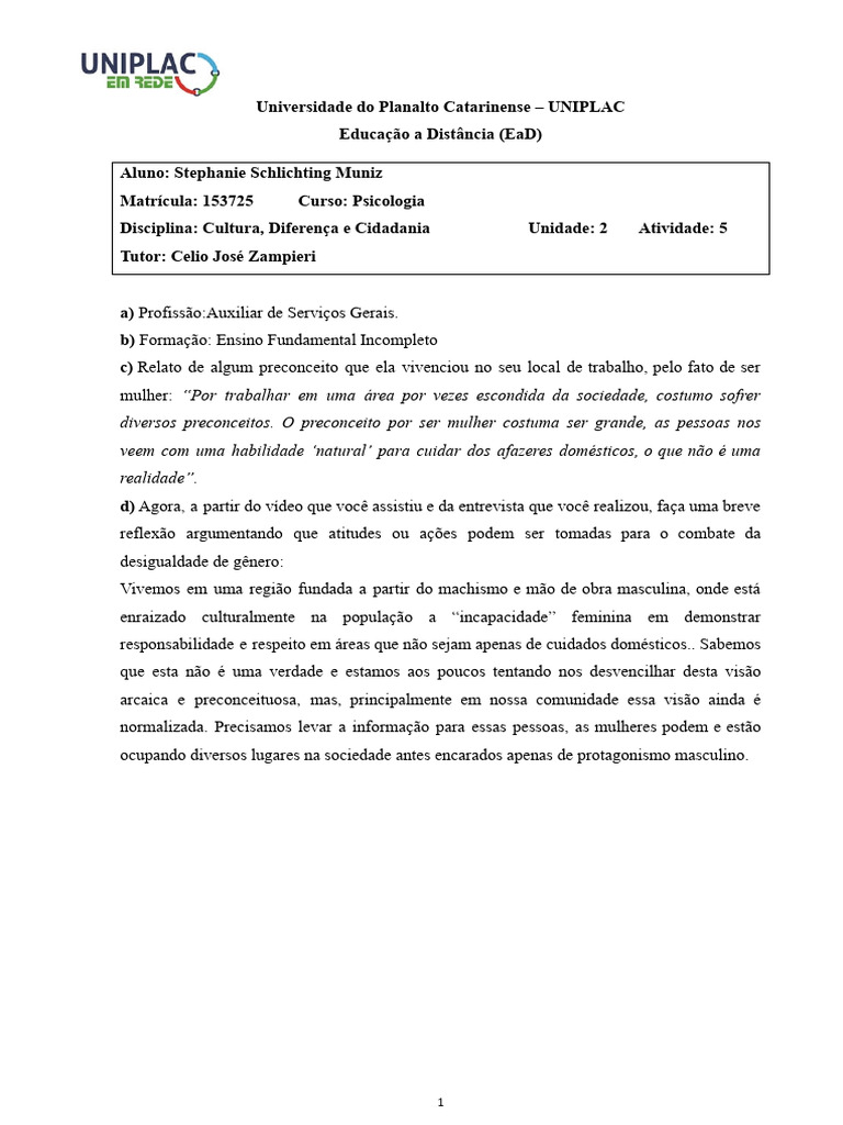 Combate ao Preconceito de Gênero na Profissão | PDF