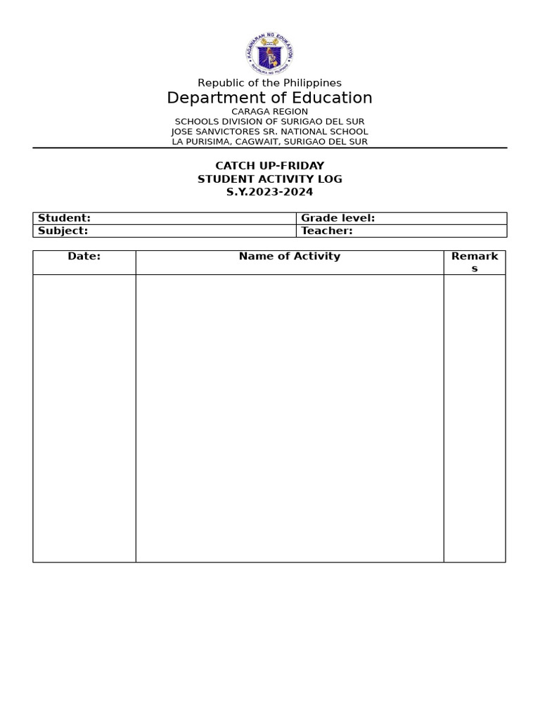 Students Intervention Activity Log | PDF