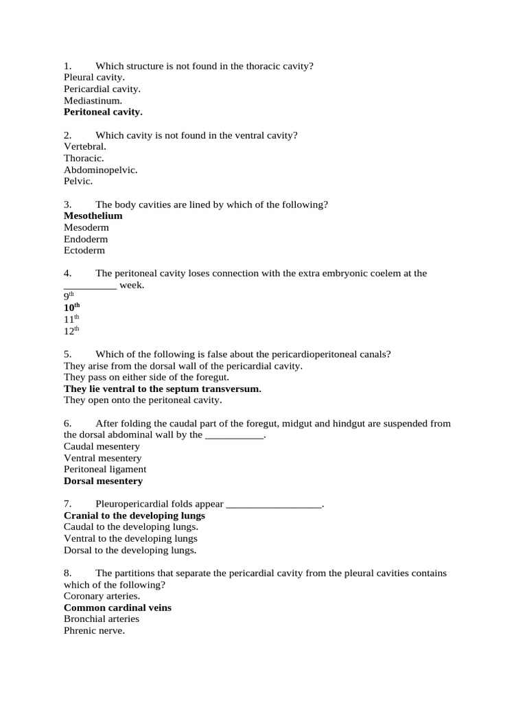 Embryology 200L MCQ | PDF | Large Intestine | Lung