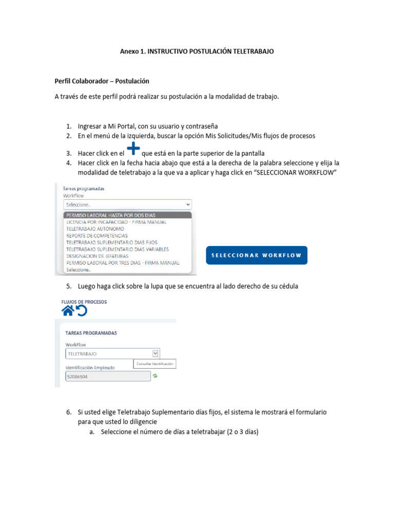 Anexo 1 - Instructivo - PostulaciÃ N - Teletrabajo | PDF