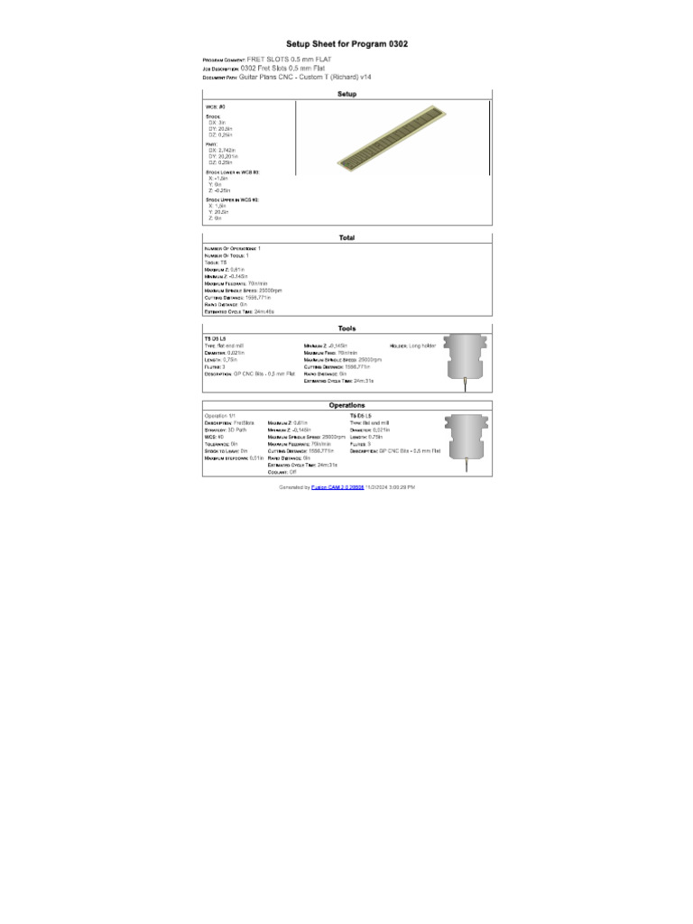 Setup Sheet For Program 0302 | PDF
