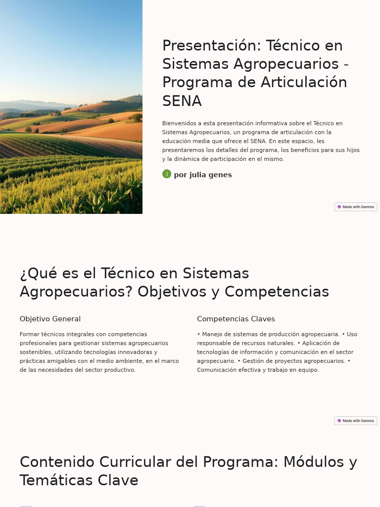 Presentacion Tecnico en Sistemas Agropecuarios Programa de Articulacion SENA | PDF | Agronomía ...