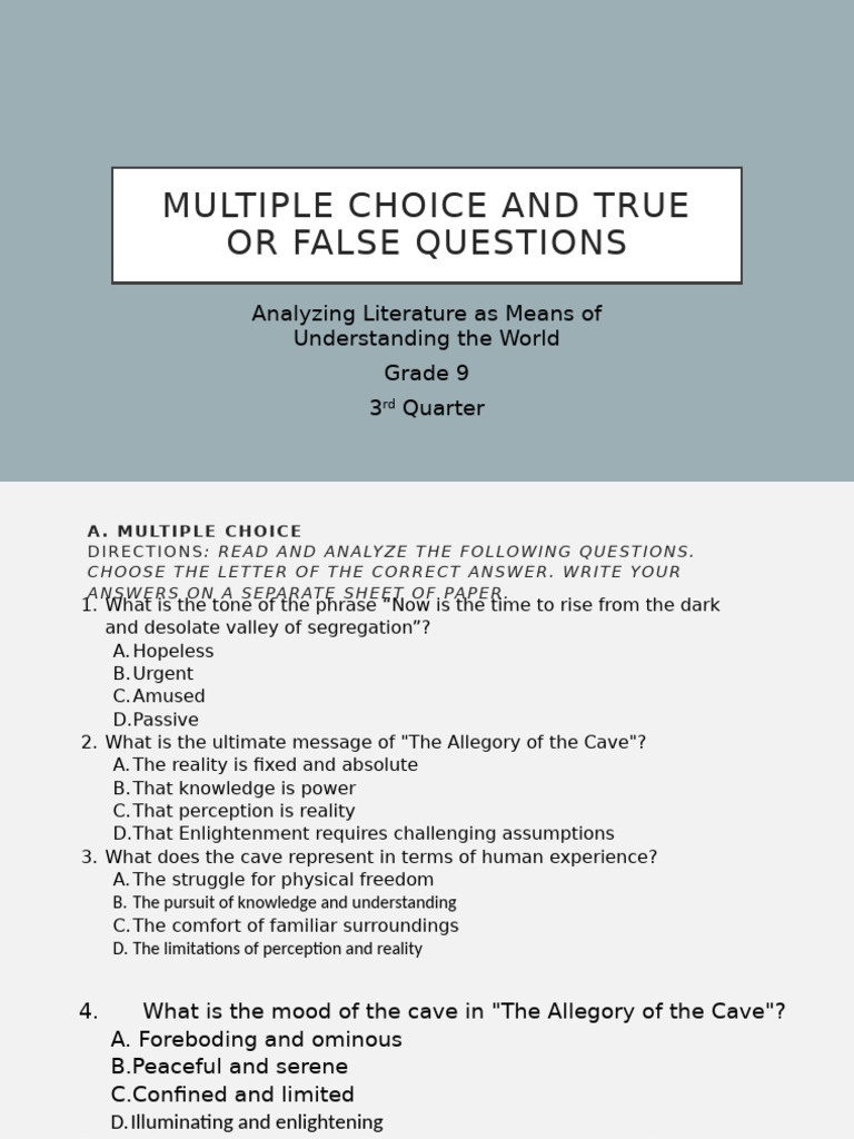 Multiple Choice and True or False Questions | PDF