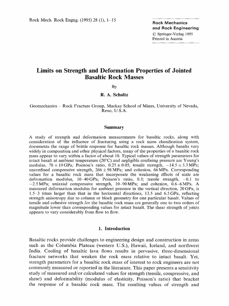 Basaltic Rock Mass Strength Analysis | PDF | Strength Of Materials ...