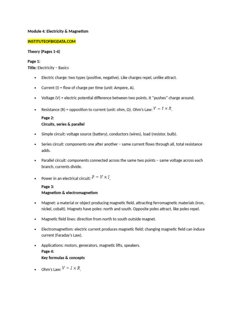 Electricity and Magnetism Basics Guide | PDF | Electricity | Magnetic Field