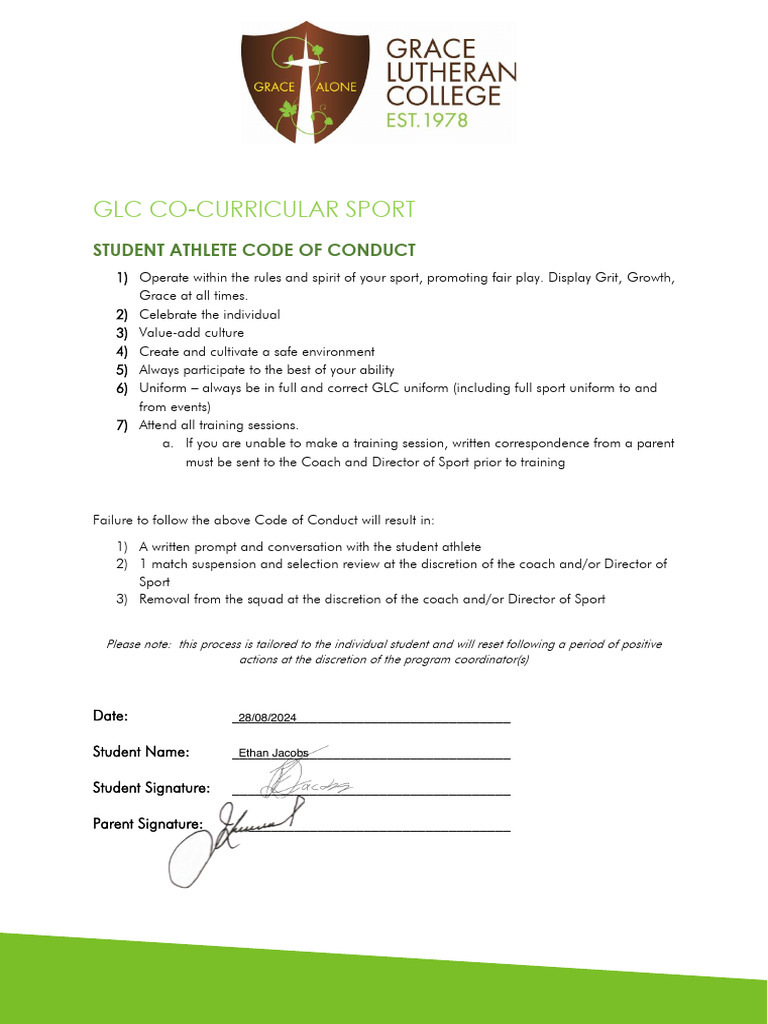 2024 Sport Code of Conduct | PDF