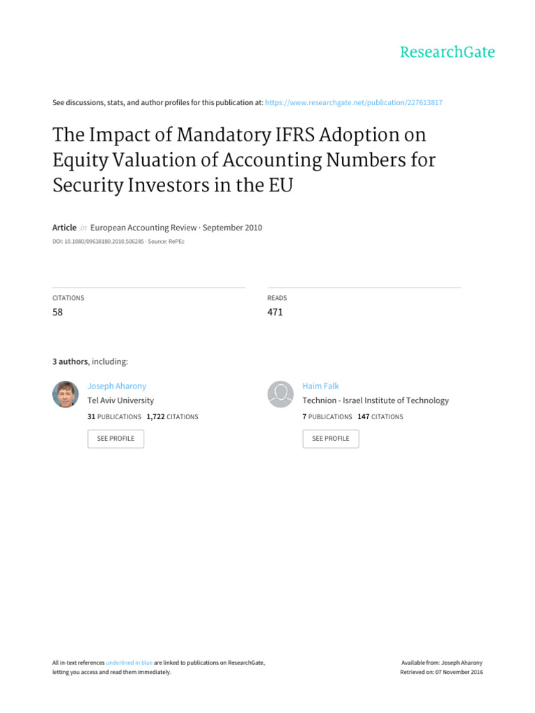 The Impact of Mandatory IFRS Adoption On Equity Va | PDF ...