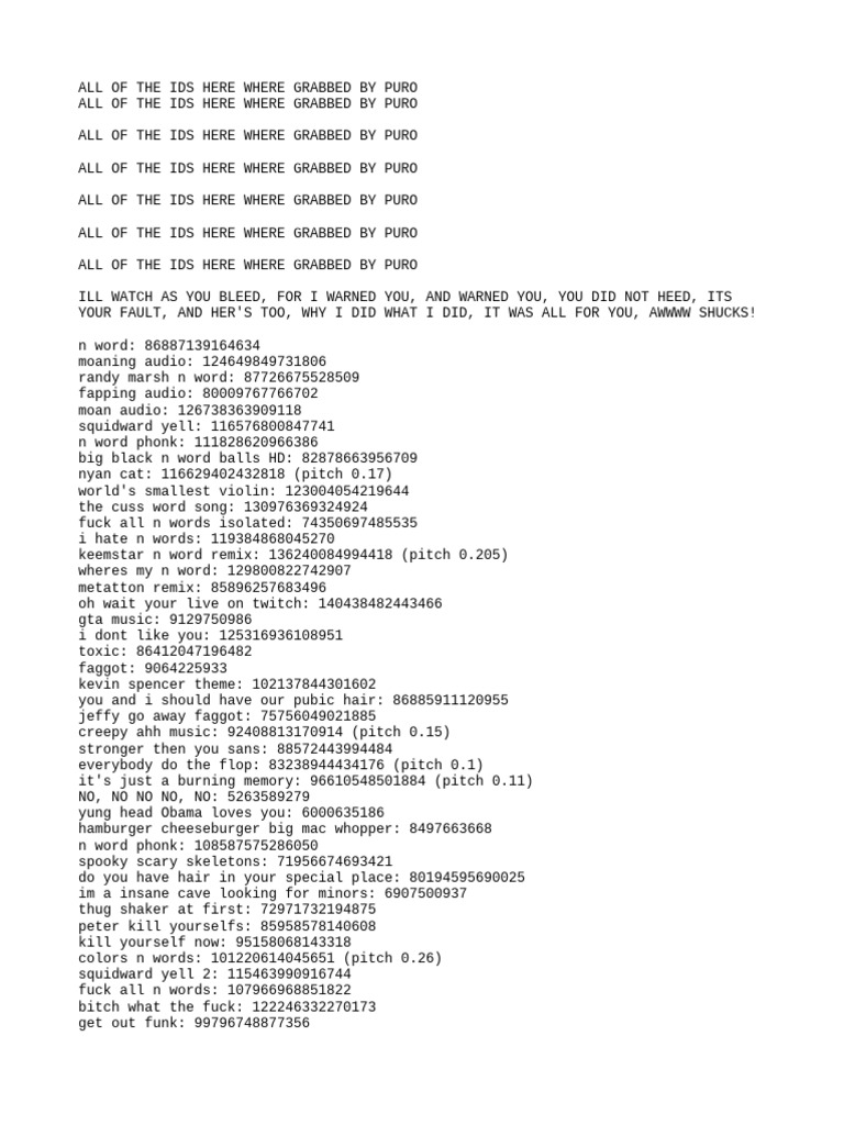 Puro ID Compilation and Audio List | PDF