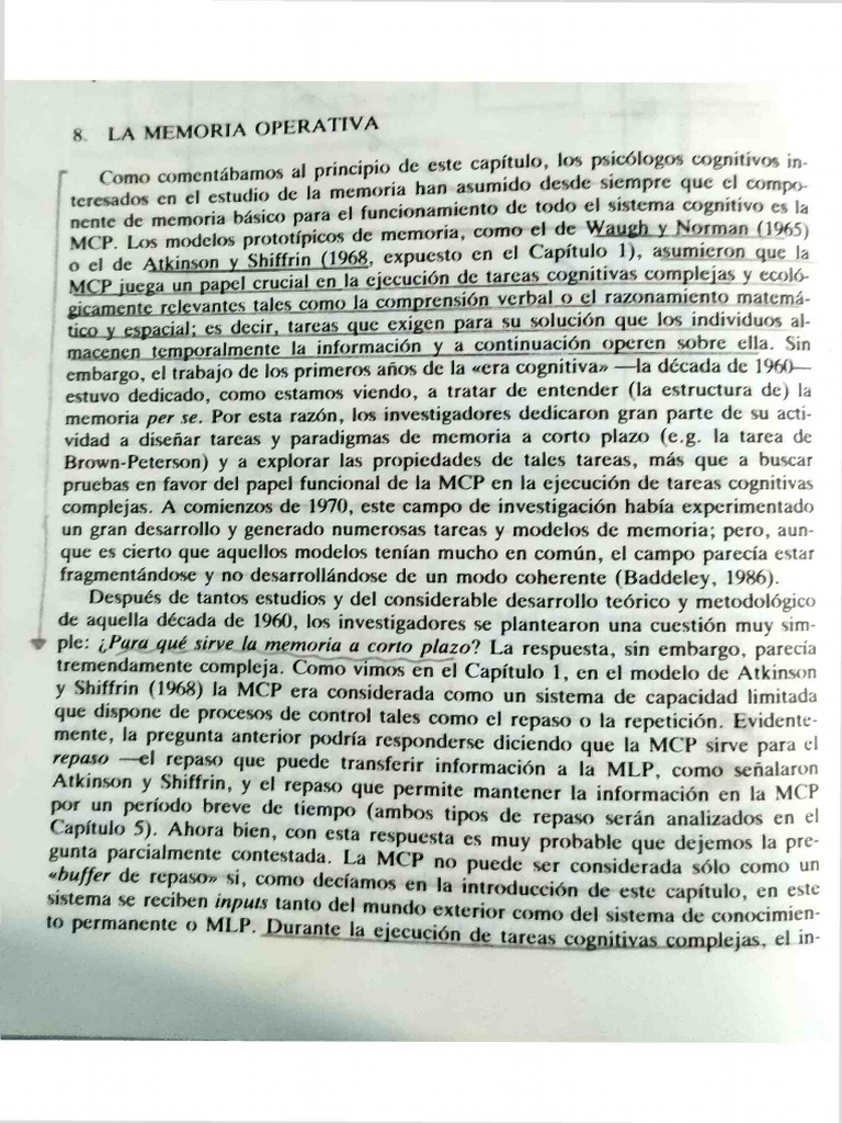 La Memoria Operativa. (Ruiz Vargas) - Ocred | PDF | Memoria | Neurociencia