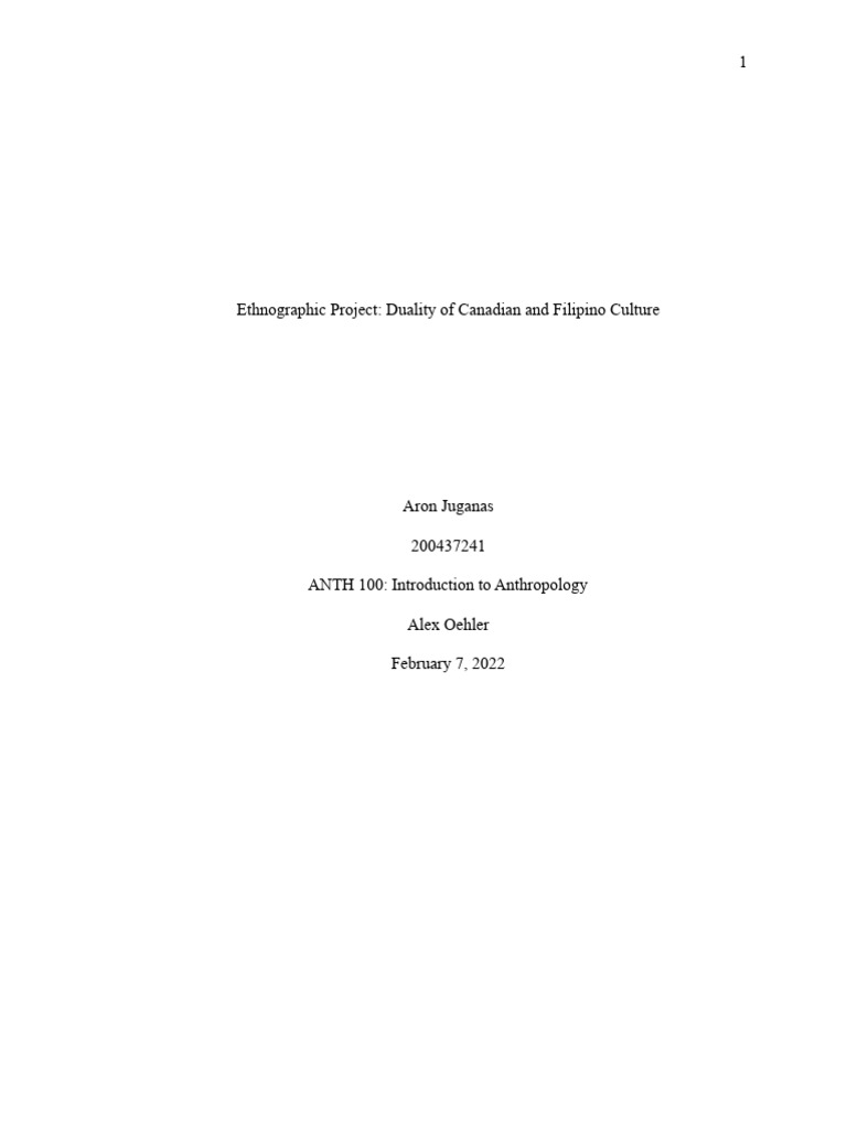 Ethnographic Project I | PDF | Anthropology | Cultural Anthropology