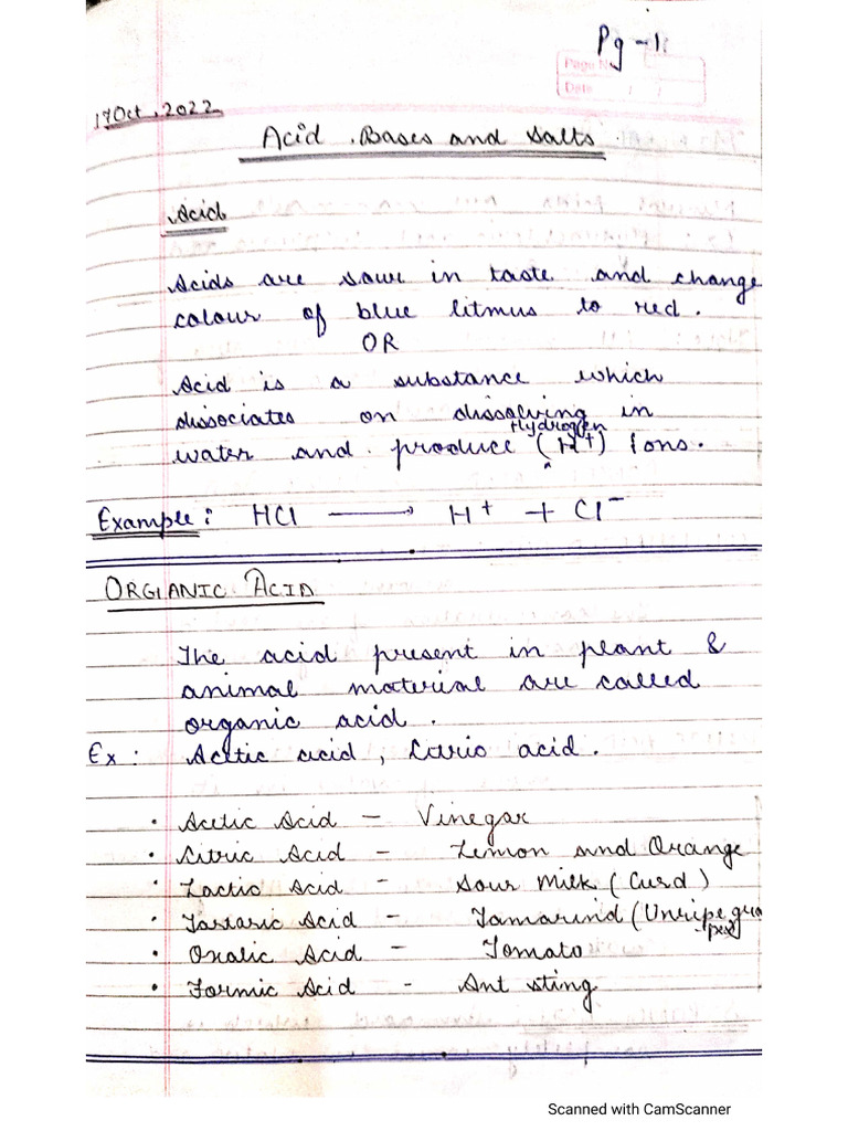 Acid Base Notes Class 10 | PDF