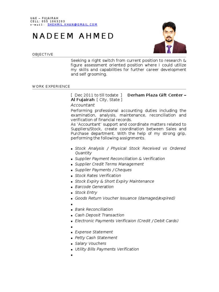 Nadeem CV Uae | PDF | Debits And Credits | Payments