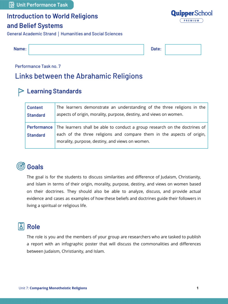 IWR 11 - 12 Q3 07 PT07 Comparing Monotheistic Religions | PDF ...
