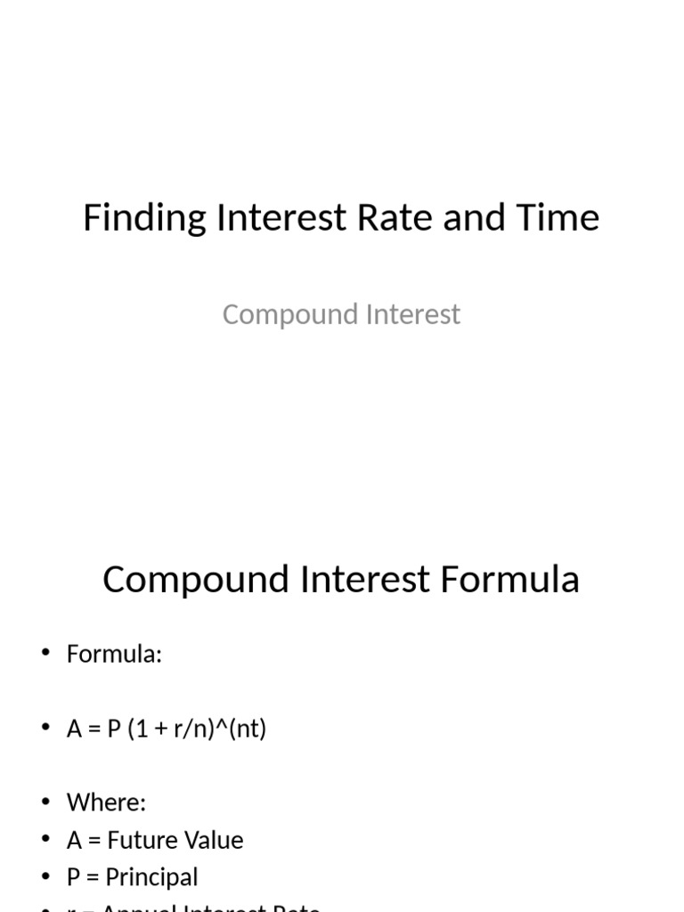 Finding Interest Rate and Time Compound Interest | PDF