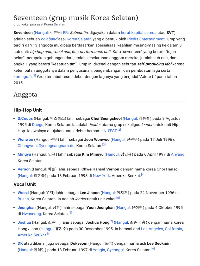 Seventeen (Grup Musik Korea Selatan) - Wikipedia Bahasa Indonesia ...