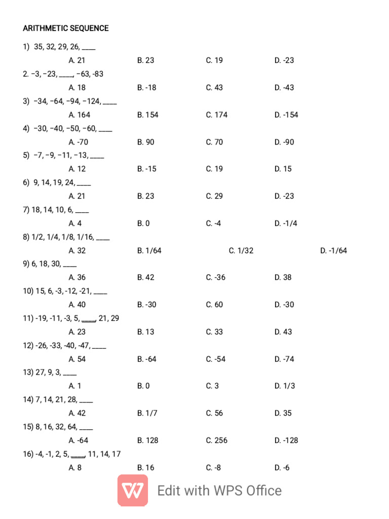 Arithmetic Sequence Practice Questions | PDF | Achaemenid Empire ...