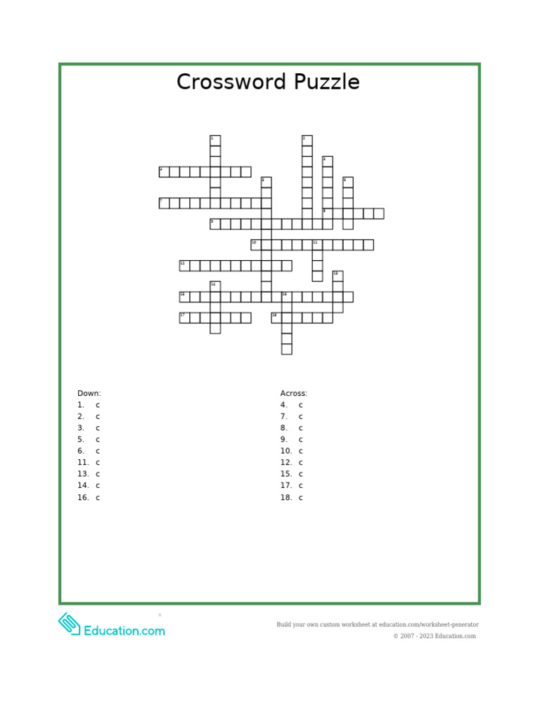 Custom Crossword Puzzle Worksheet | PDF