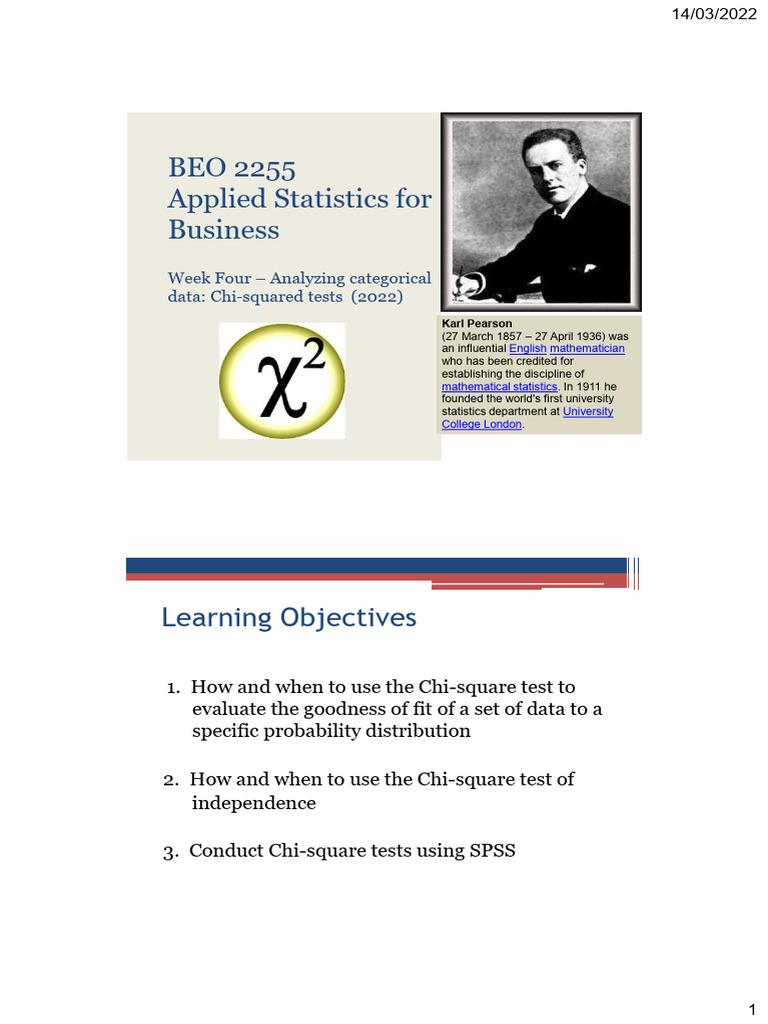 Chi-Squared Tests for Categorical Data | PDF | Chi Squared Test ...
