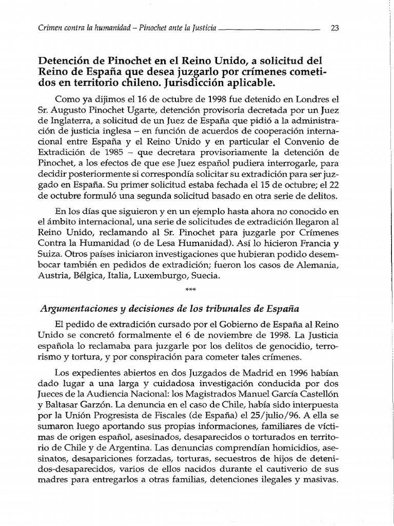 Caso Pinochet Chile (128) 23 37 | PDF | Genocidios | Augusto Pinochet
