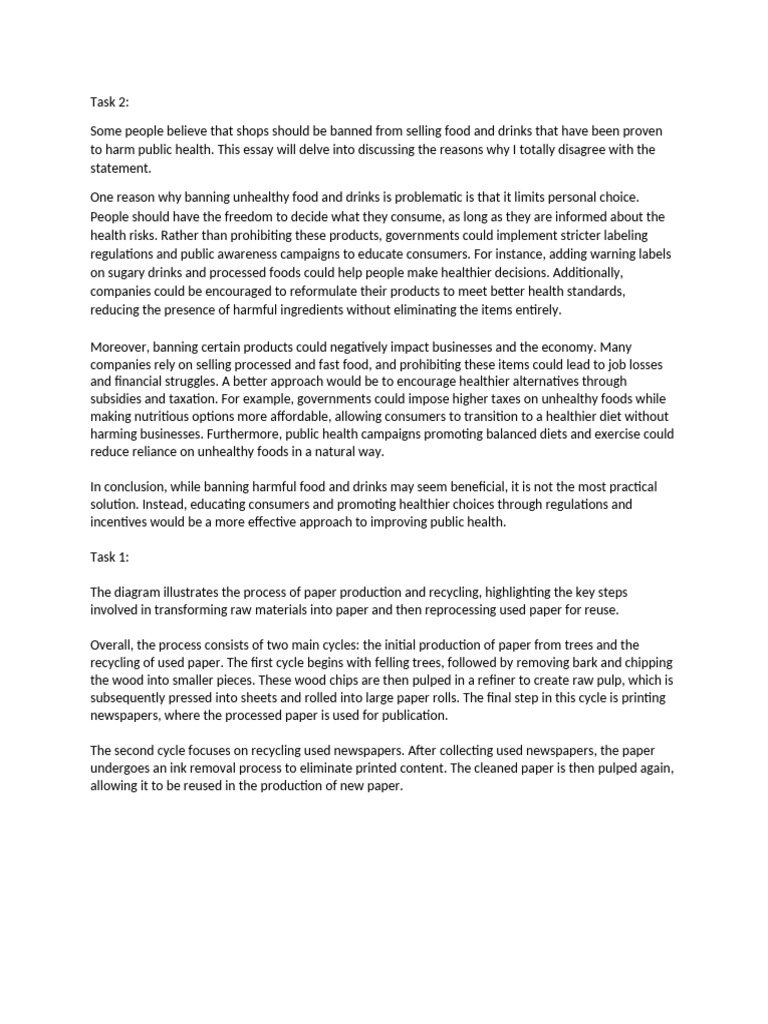 Debate on Banning Unhealthy Foods | PDF | Paper | Recycling