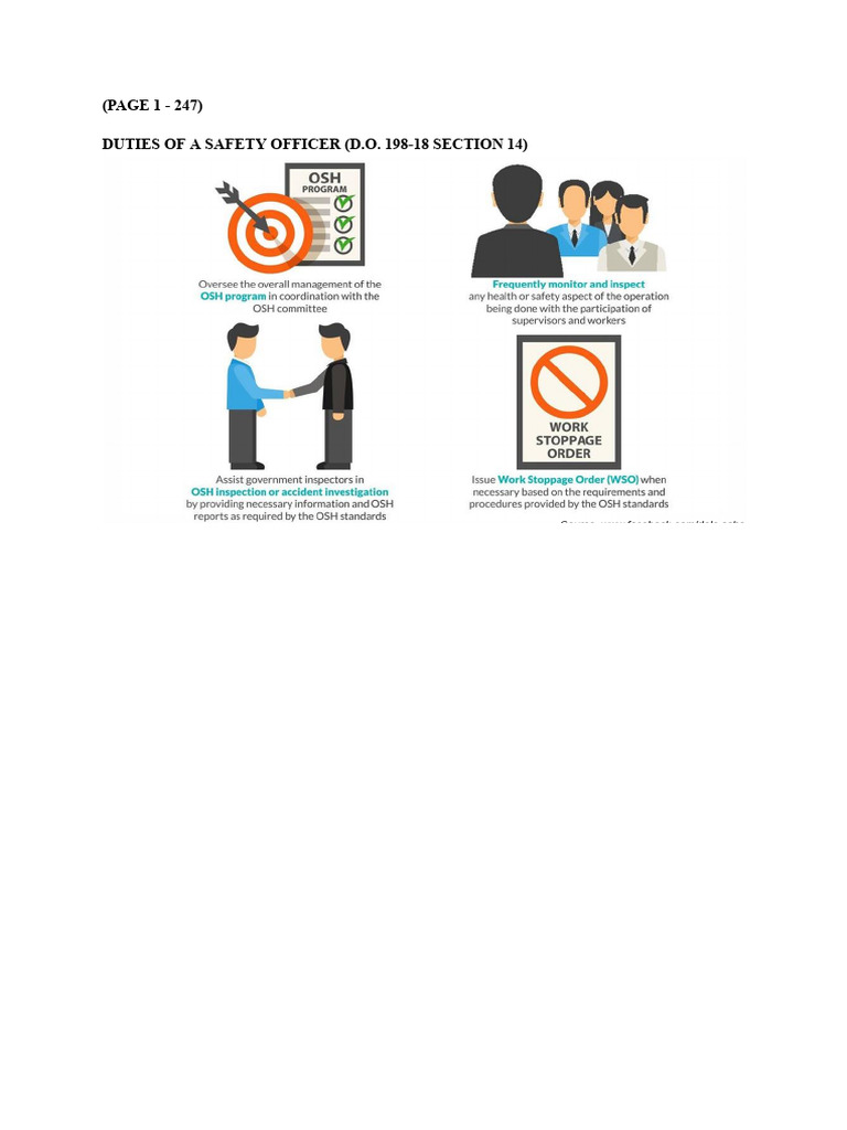 Duties of A Safety Officer (D.o. 198-18 Section 14) | PDF
