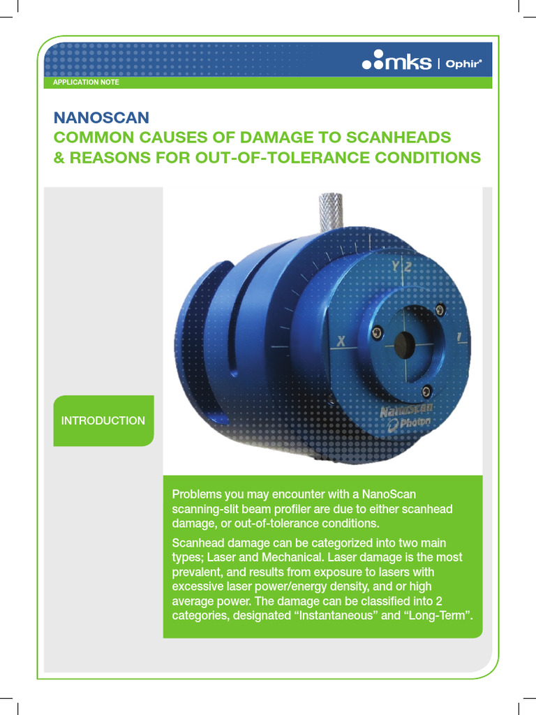 NanoScan Scanhead Damage Causes | PDF | Laser | Aperture