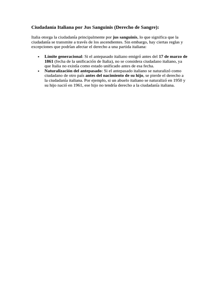 Ciudadanía Italiana Por Jus Sanguinis | PDF