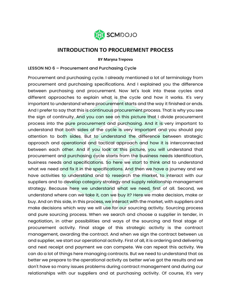 Lesson 6 Procurement and Purchasing Cycle | PDF | Procurement | Business
