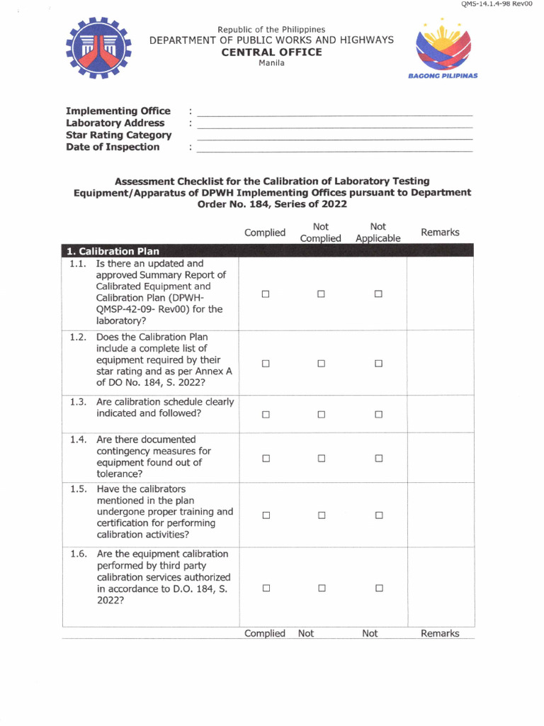 Calibration Checklist Scanned | PDF