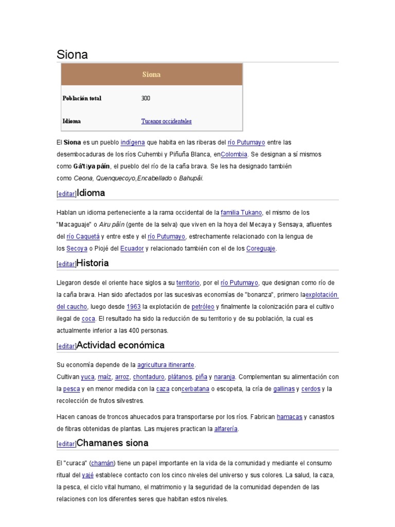 Siona | PDF | Gente indígena