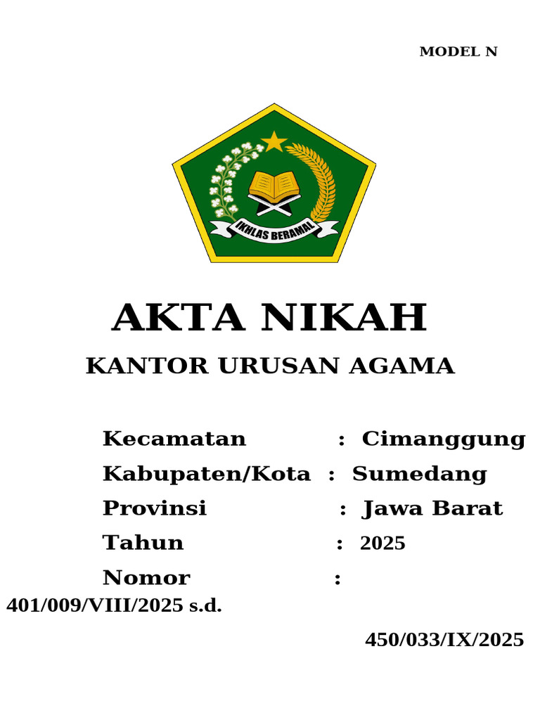 Cover Akta Nikah | PDF