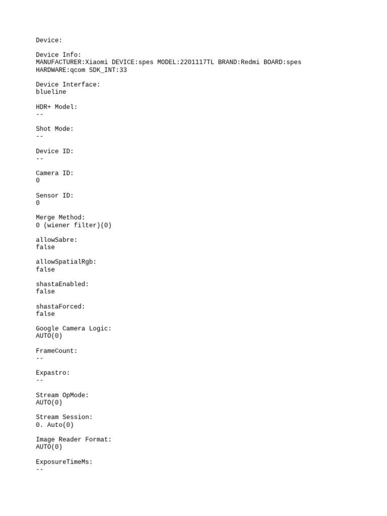 Xiaomi Redmi 2201117TL Device Specs | PDF