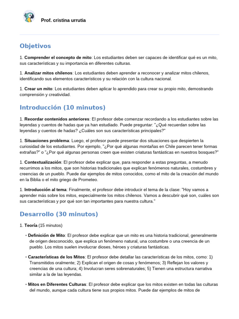 Mitos Chilenos: Comprensión y Creación | PDF | Maestros | Leyendas