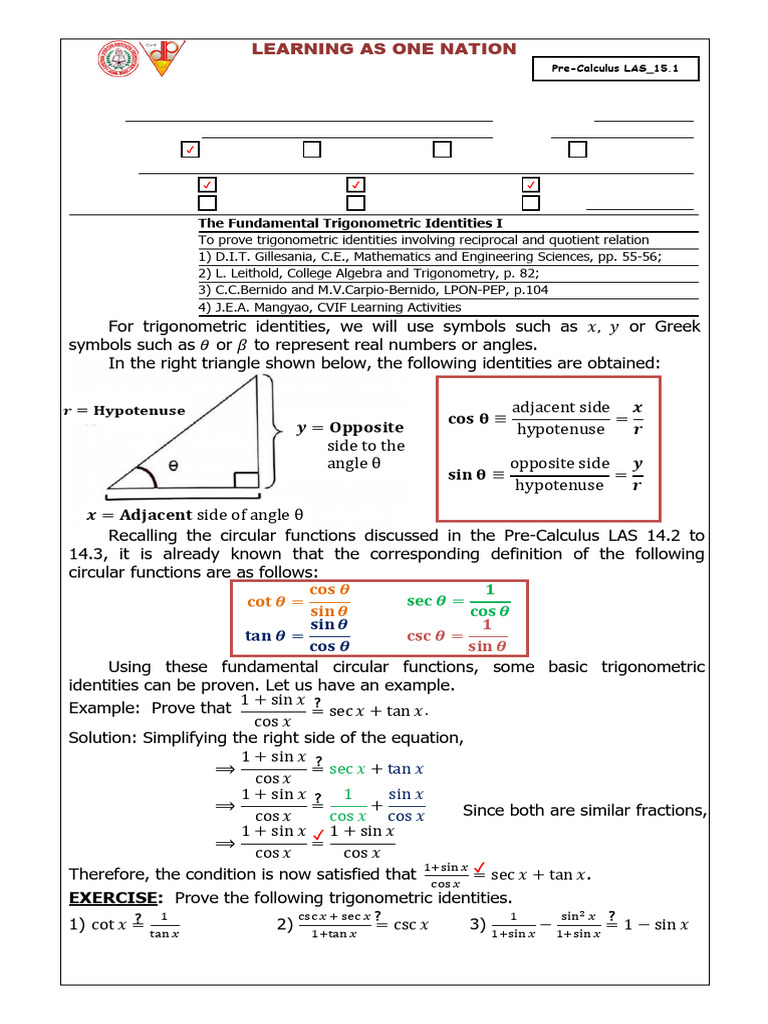 Proving Trigonometric Identities | PDF | Trigonometry | Trigonometric ...