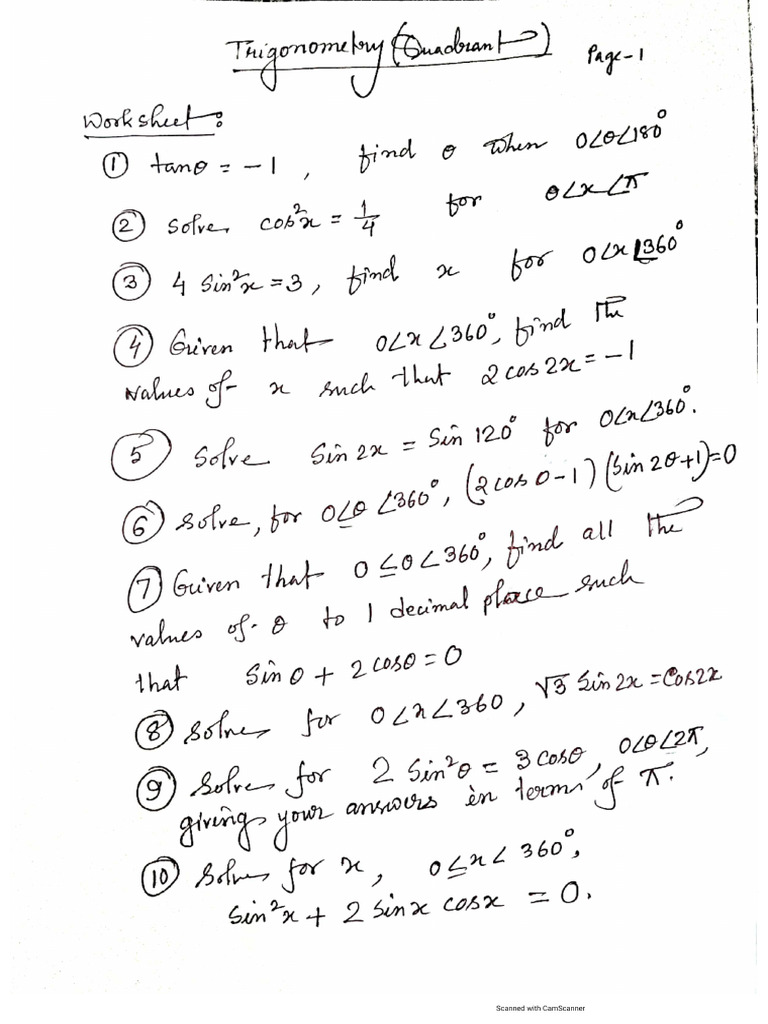 Quadrant Trigonometry | PDF