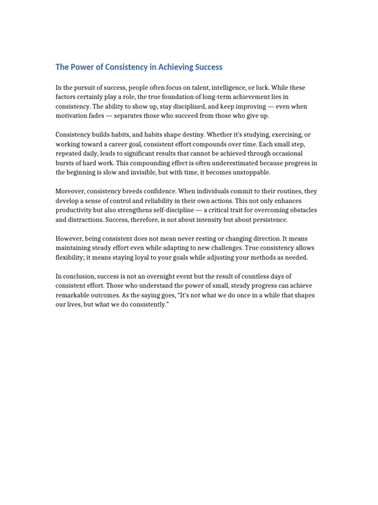 The Importance of Consistency for Success | PDF