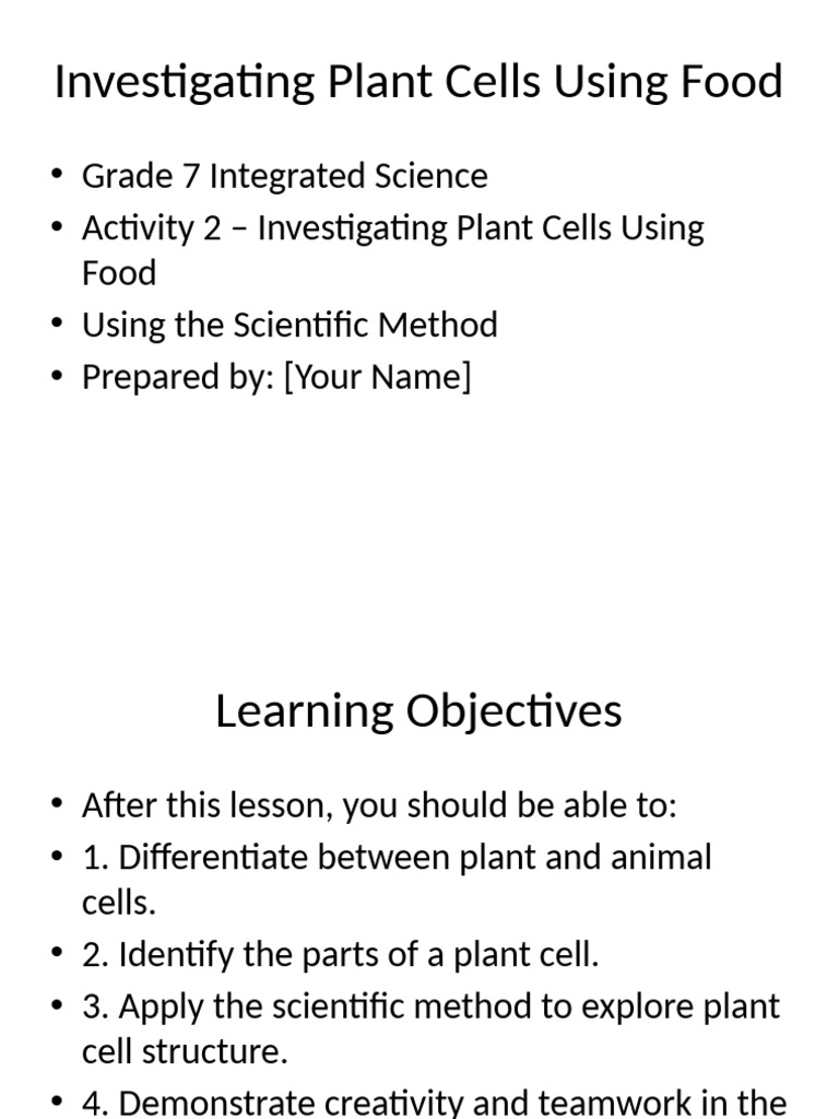 Investigating Plant Cells Using Food | PDF | Cell (Biology) | Plants