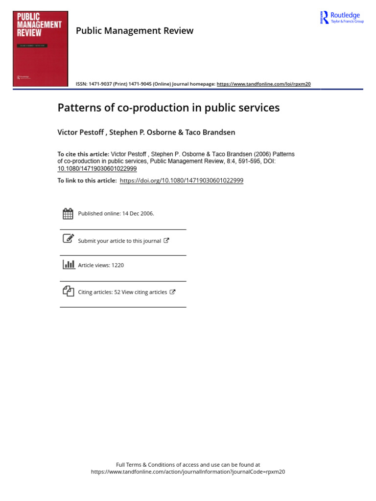 Co-Production Patterns in Public Services | PDF | Welfare State ...