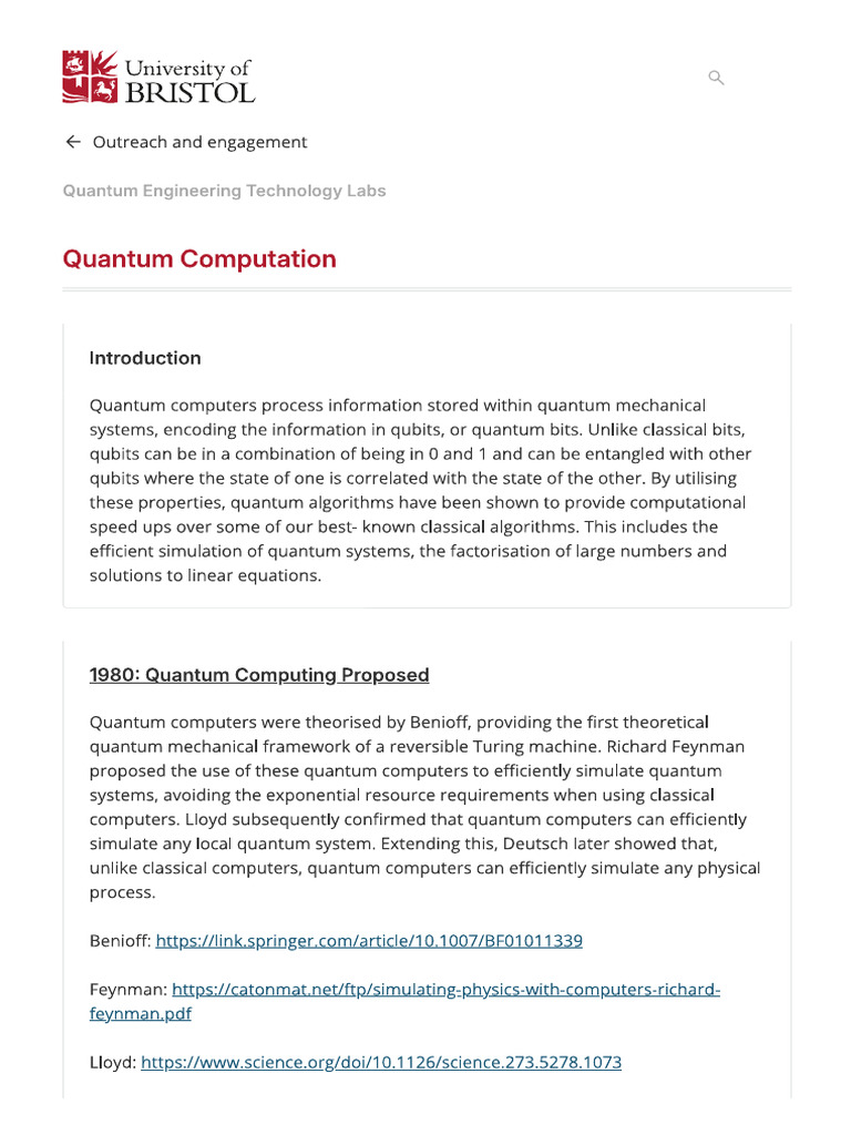 Quantum Computing History Timeline Bristol - en | PDF