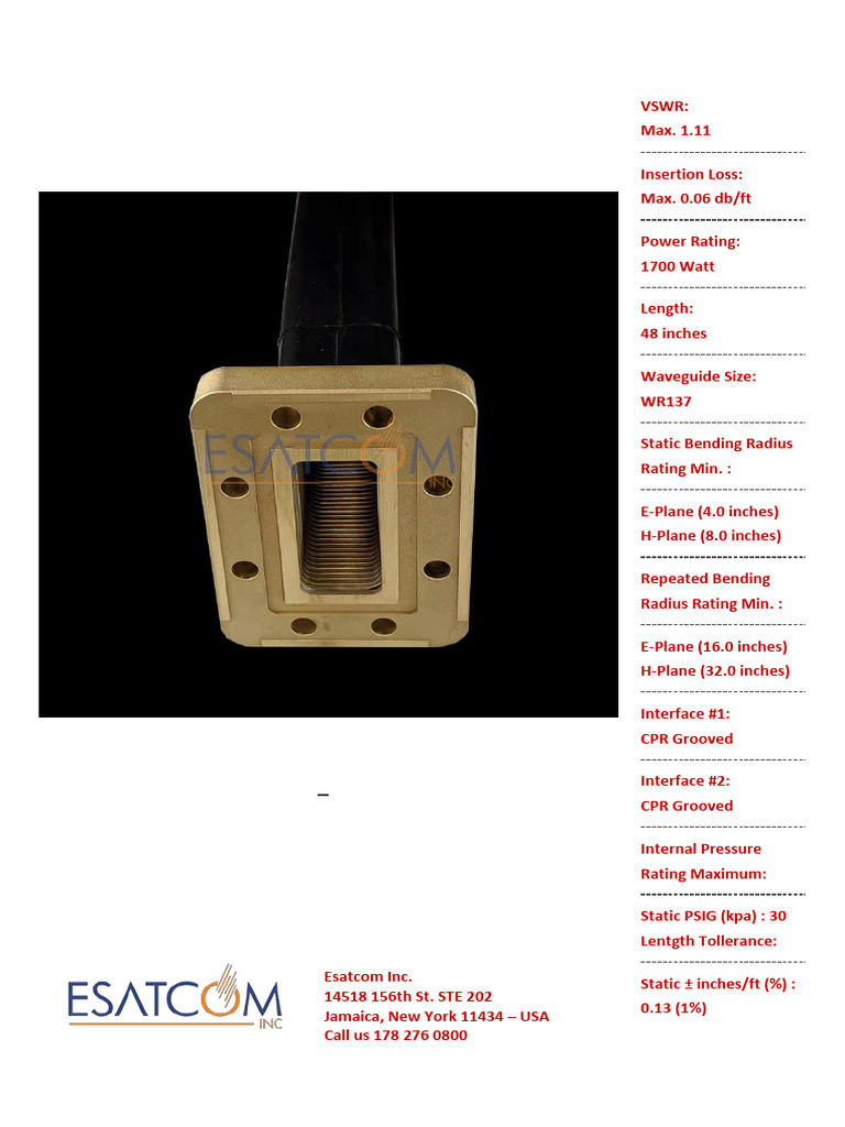 WR137 Flexible Waveguide Specifications | PDF