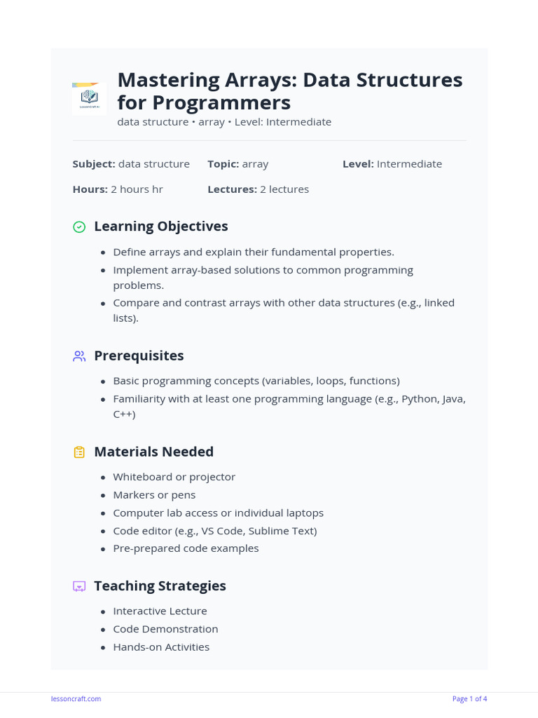 Mastering Arrays Data Structures For Programmers | PDF | Computer Programming | Data Structure