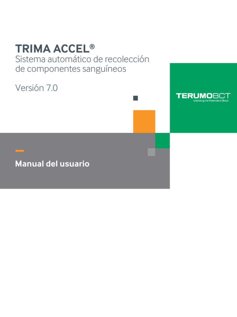 Manual de usuario Trima Accel 7.0 | PDF | Sangre | Transfusión de sangre