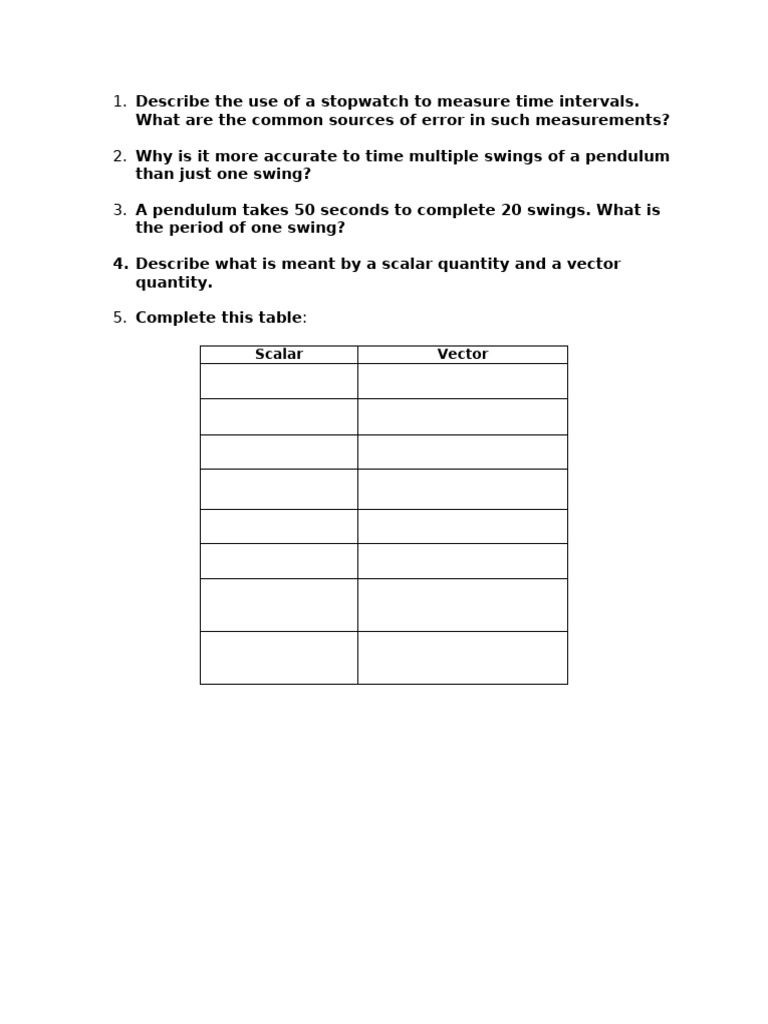 9C Homework (Time, Scalar & Vectors) | PDF