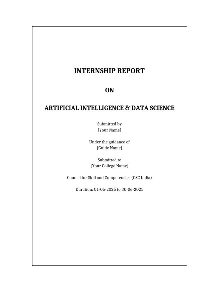 AI & Data Science Internship Report | PDF | Artificial Intelligence ...