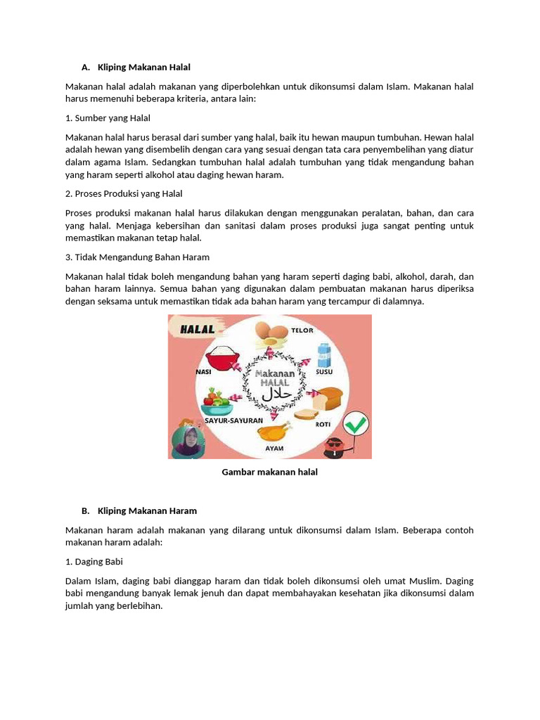 Panduan Kliping Makanan Halal-Haram | PDF