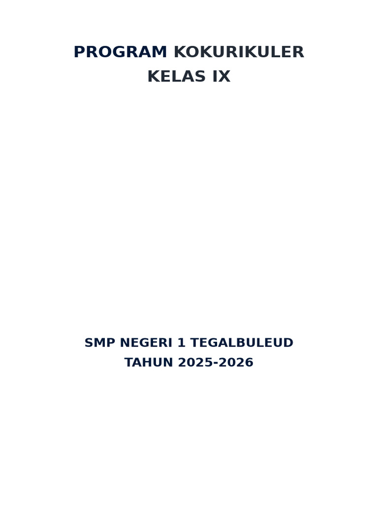 Program Kokurikuler Kelas IX | PDF