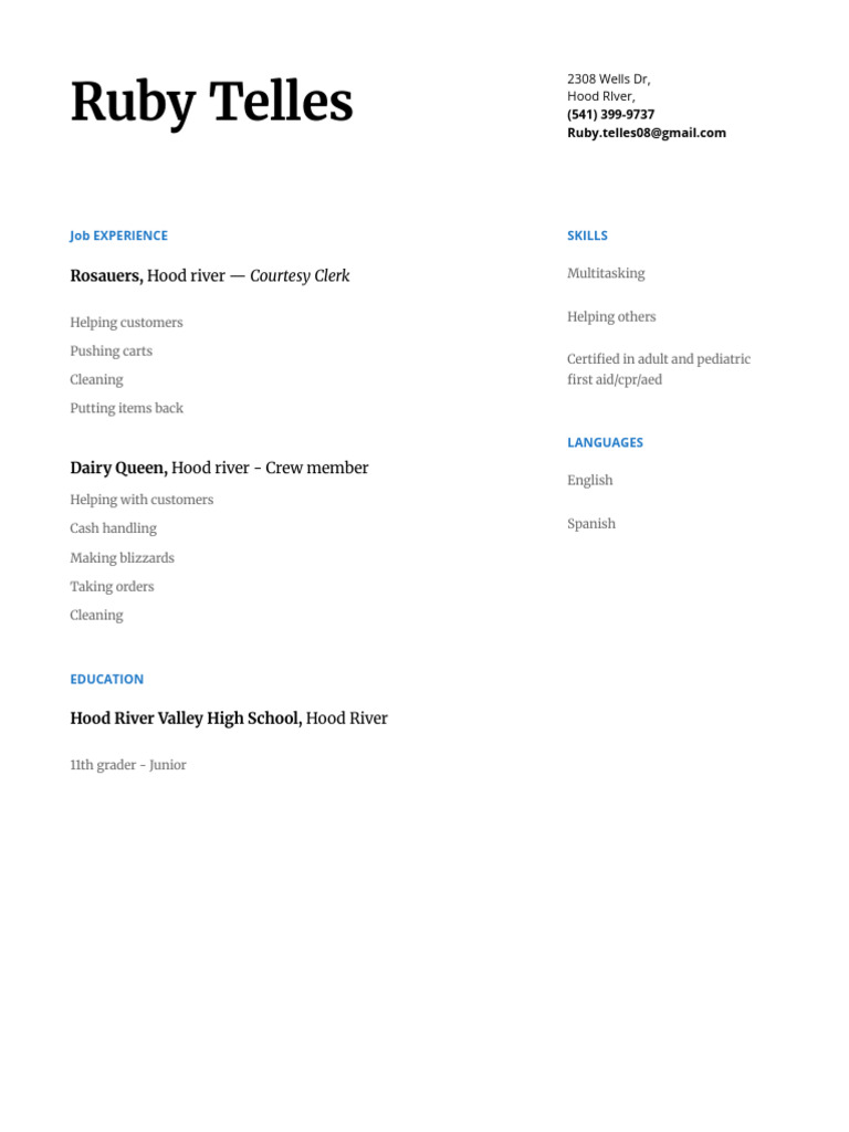 Ruby Telles: Resume Overview | PDF